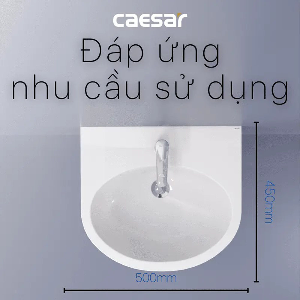 Chậu rửa lavabo treo tường chân lửng Caesar L2152+P2443
