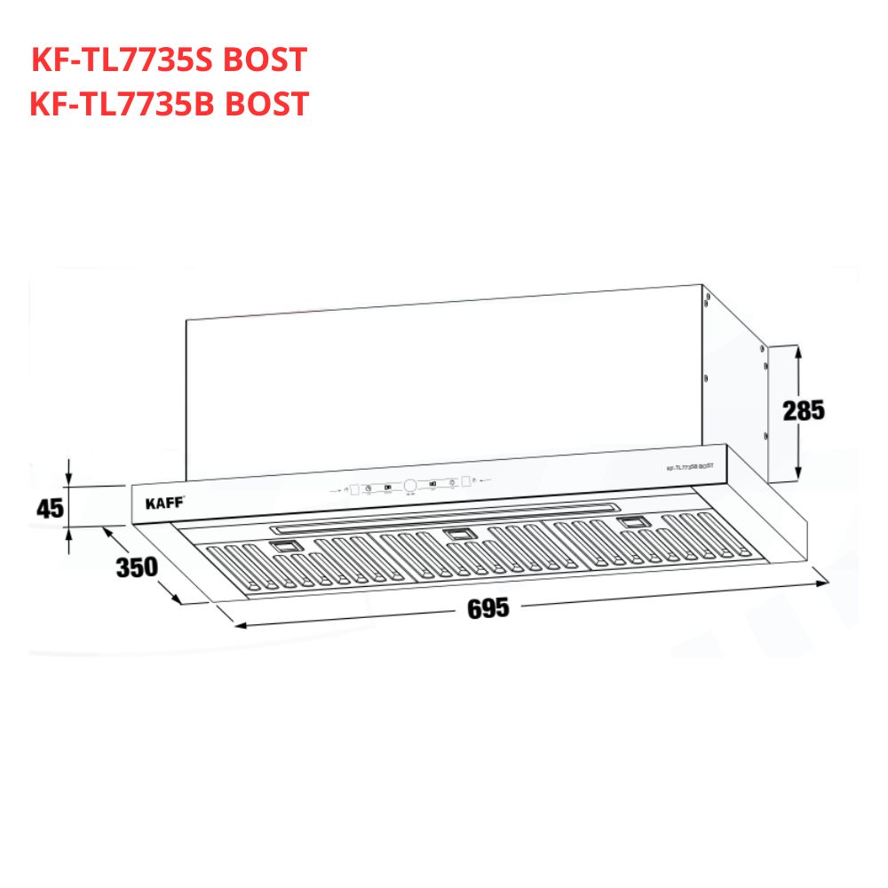 Máy hút mùi âm tủ vẫy tay KAFF KF-TL7735S BOST / KF-TL7735B BOST