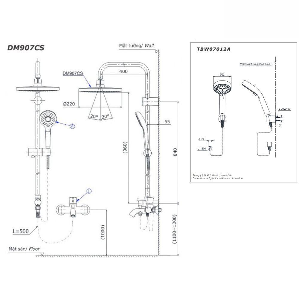 Bộ sen cây nóng lạnh TOTO DM907CS/TBS04302V/TBW07012A